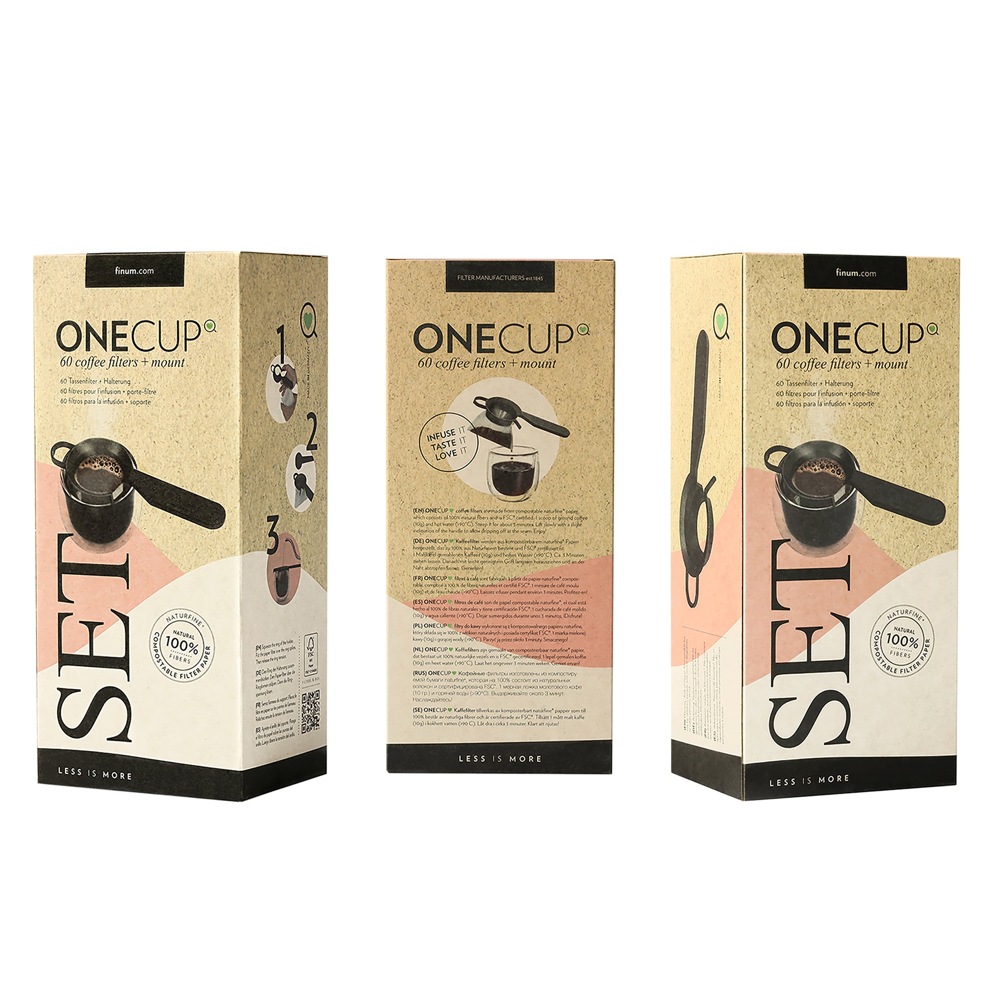 Set of 60 ONECUP Coffee Filters + 1 Filter Mount-81 – finumus